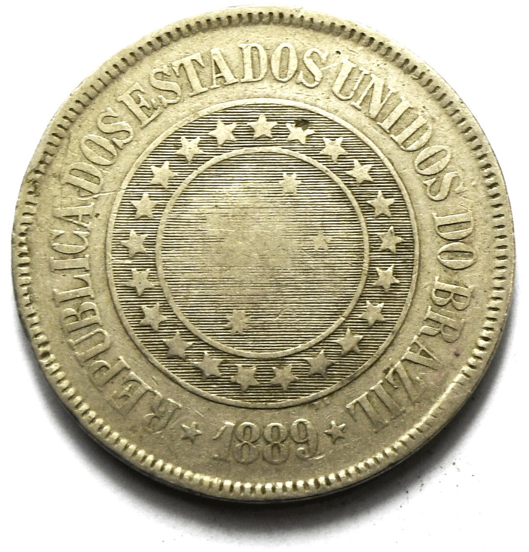 1889 Brazil 200 Reis Copper Nickel Coin KM 484 - Etsy