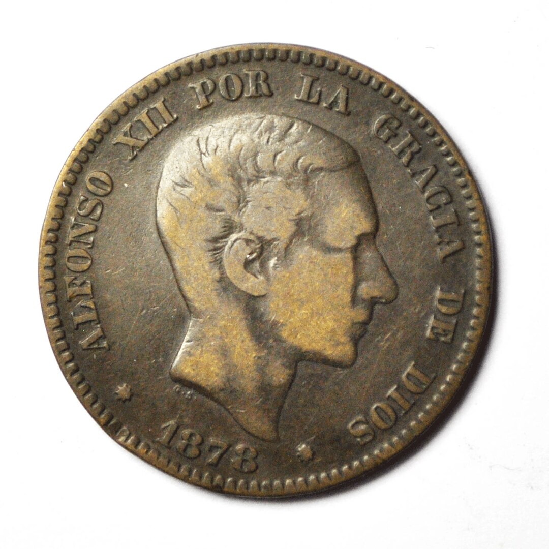 1878 OM Spain 10 Centimos Bronze Coin KM 675 - Etsy