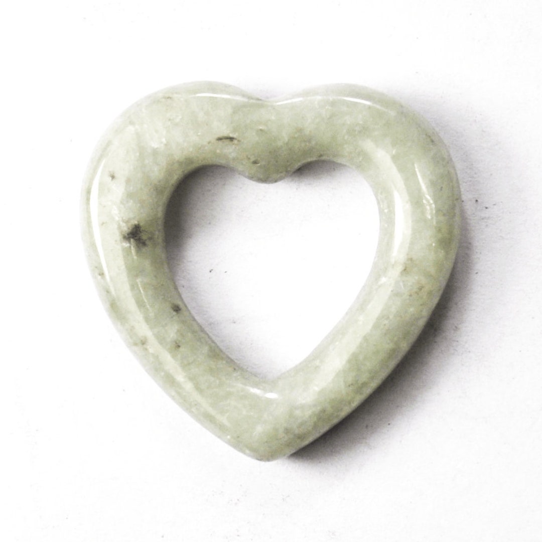 Green Heart Carved Spotted Jade Pendant Slider 26mm 6mm Thick - Etsy