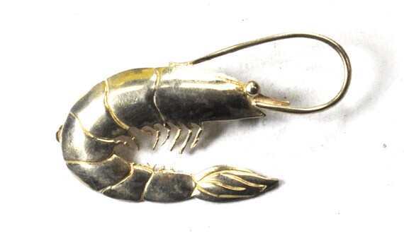 Sterling Sand Cast Shrimp Prawn Handmade Brooch Pin P… - Gem