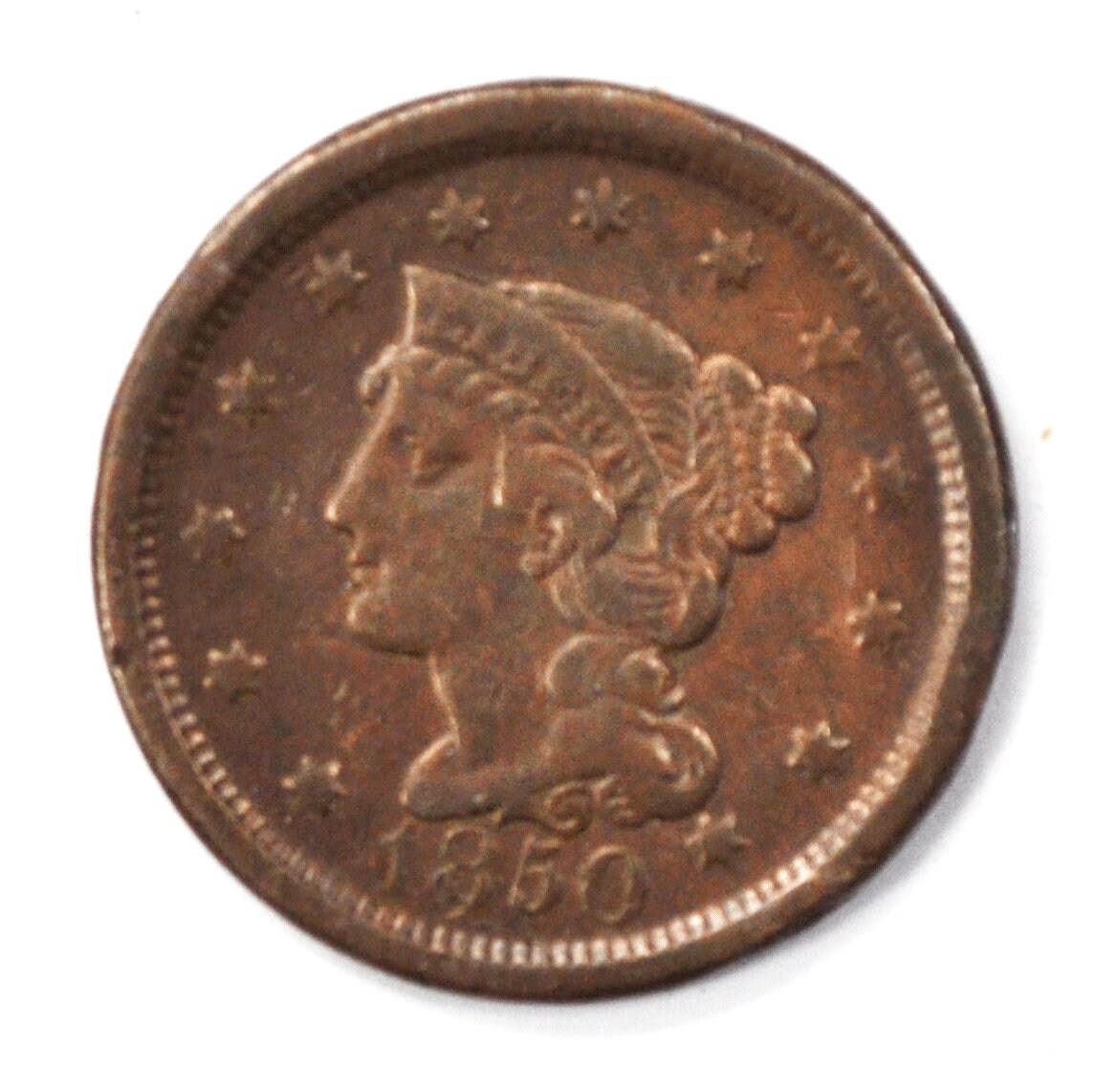 free 1840 Braided Hair Large Cent Philadelphia Early American Copper Coin Penny 1c ...