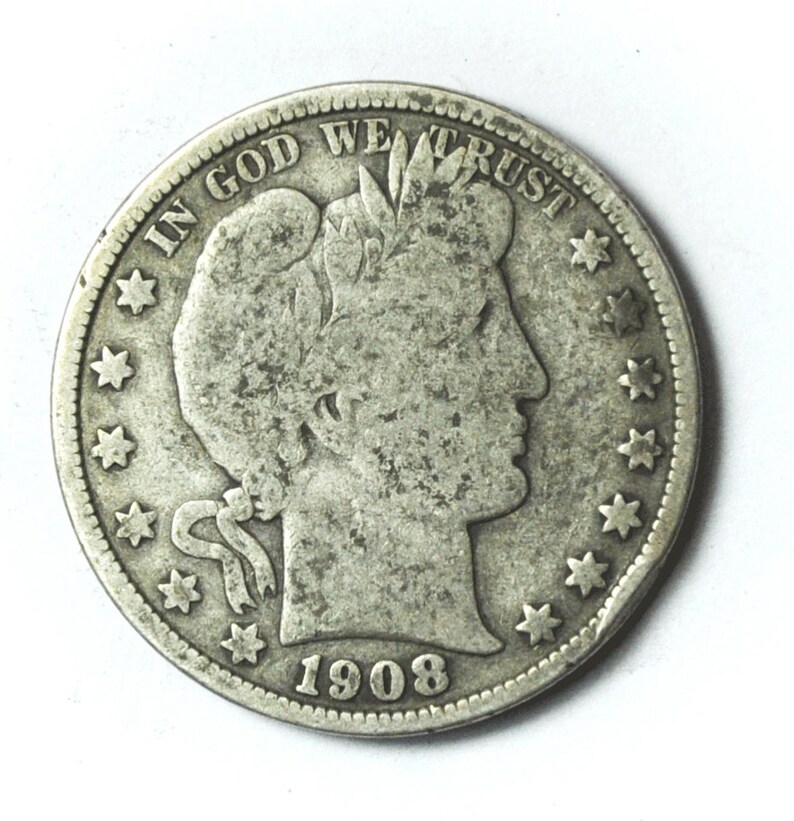 1908 50c Barber Silver Half Dollar Fifty Cents US Philadelphia - Etsy