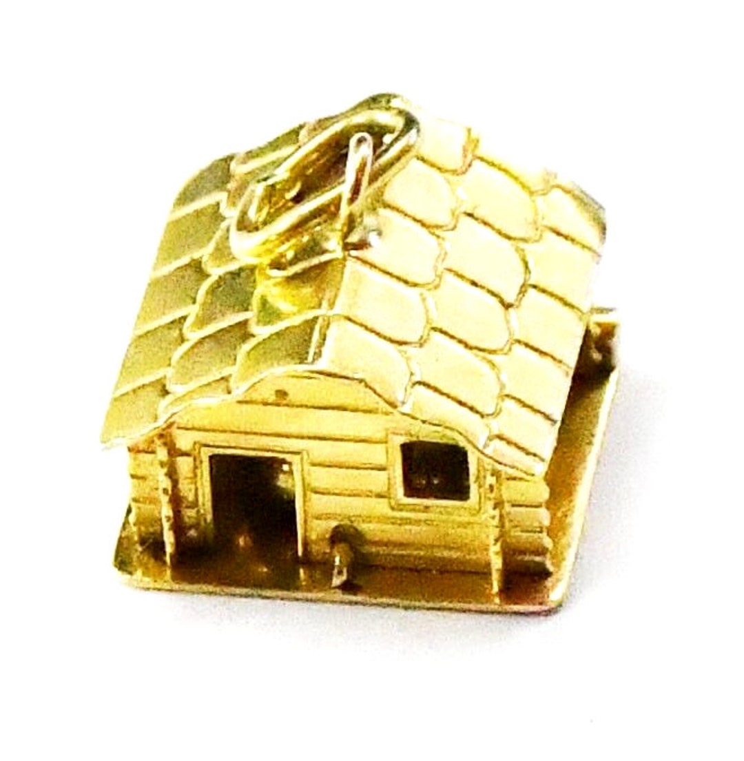 18k Yellow Gold CH N Hinged House Cabin Cooking Pot Charm 12mm - Etsy