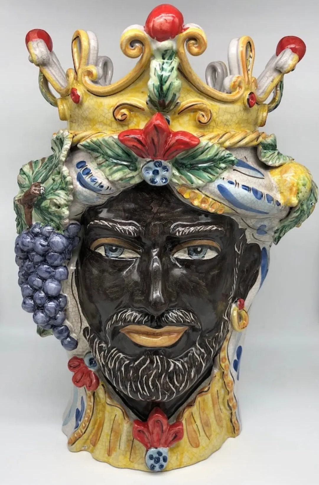 Giant Moro Heads Caltagirone Ceramic Cm H.50 L.37 Artisan Craquelé - Etsy