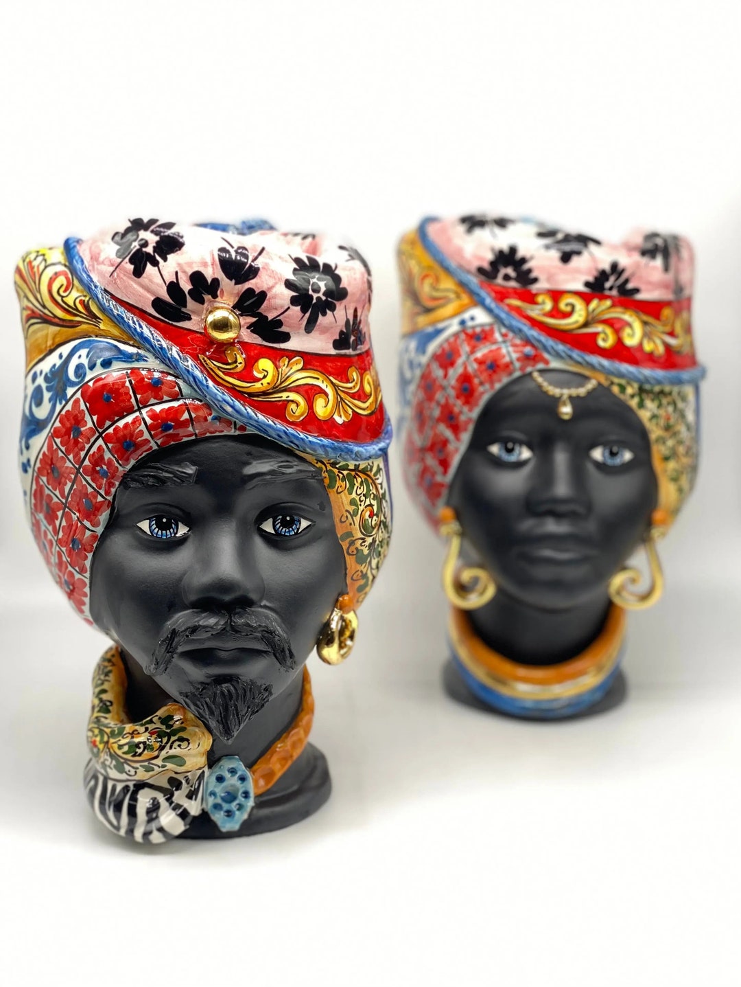 Moorish Horus Heads Caltagirone Ceramic Cm H.30 L.18 Handcrafted ...