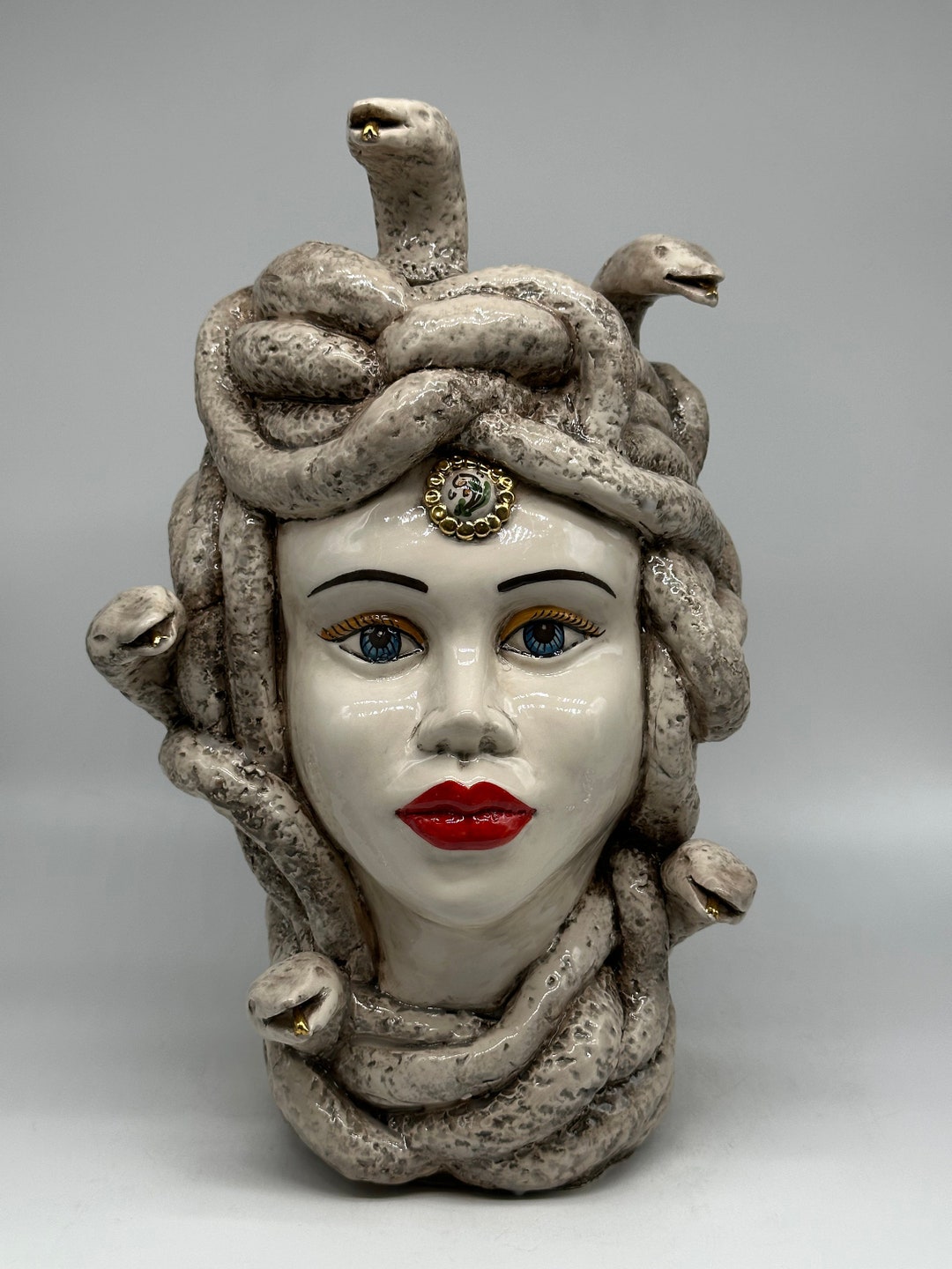 Mythological Medusa Head Ceramic Caltagirone Cm H.38 L.25 Handcrafted ...