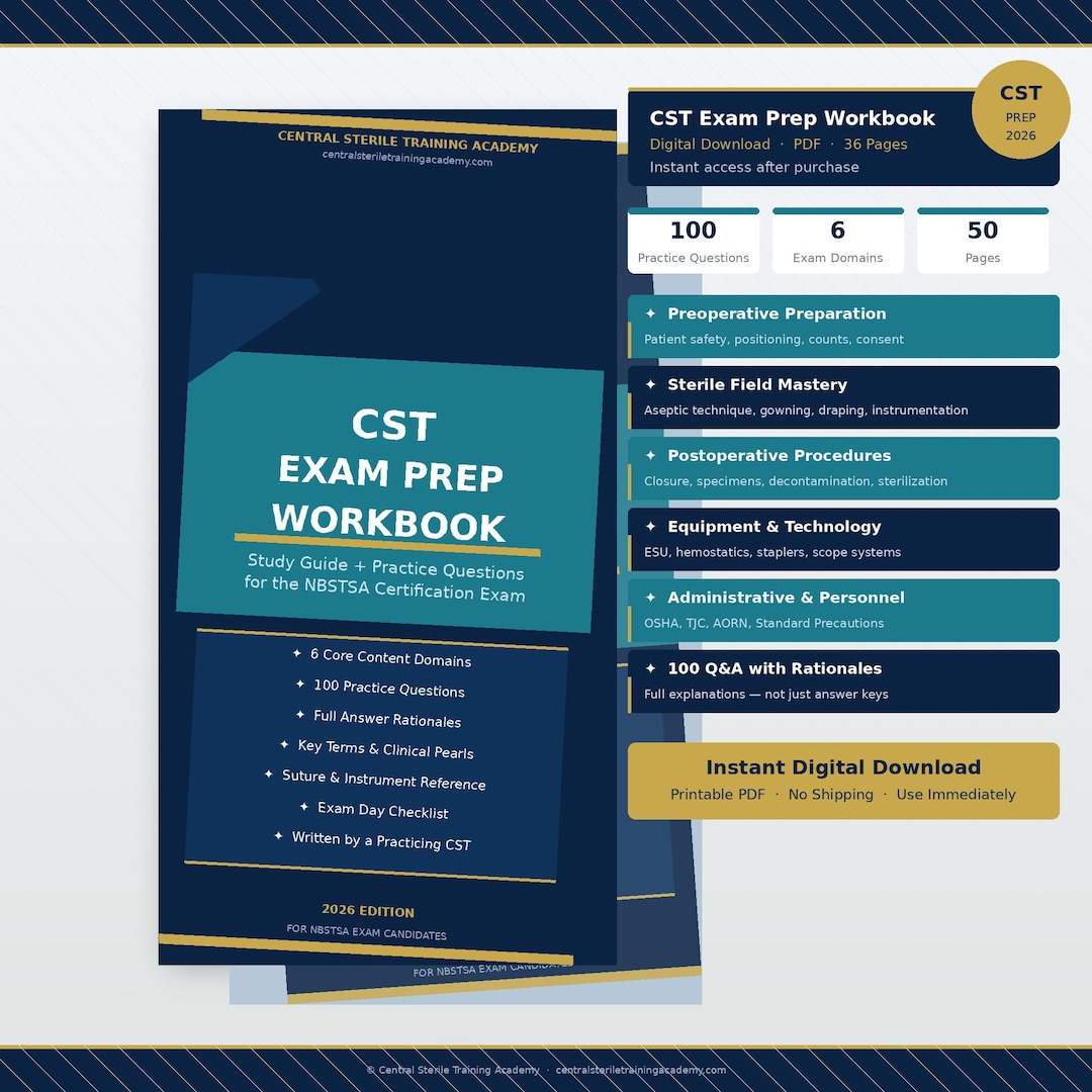 CST Exam Prep Workbook | 100 Practice Questions + Study Guide | NBSTSA ...