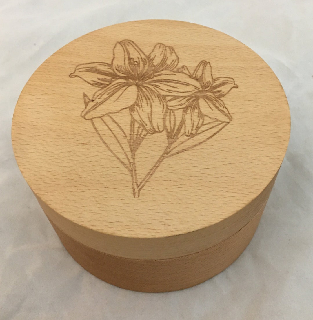 Lilies, Flower Music Box, Hand Made Round Solid Beech Wood Music Box ...