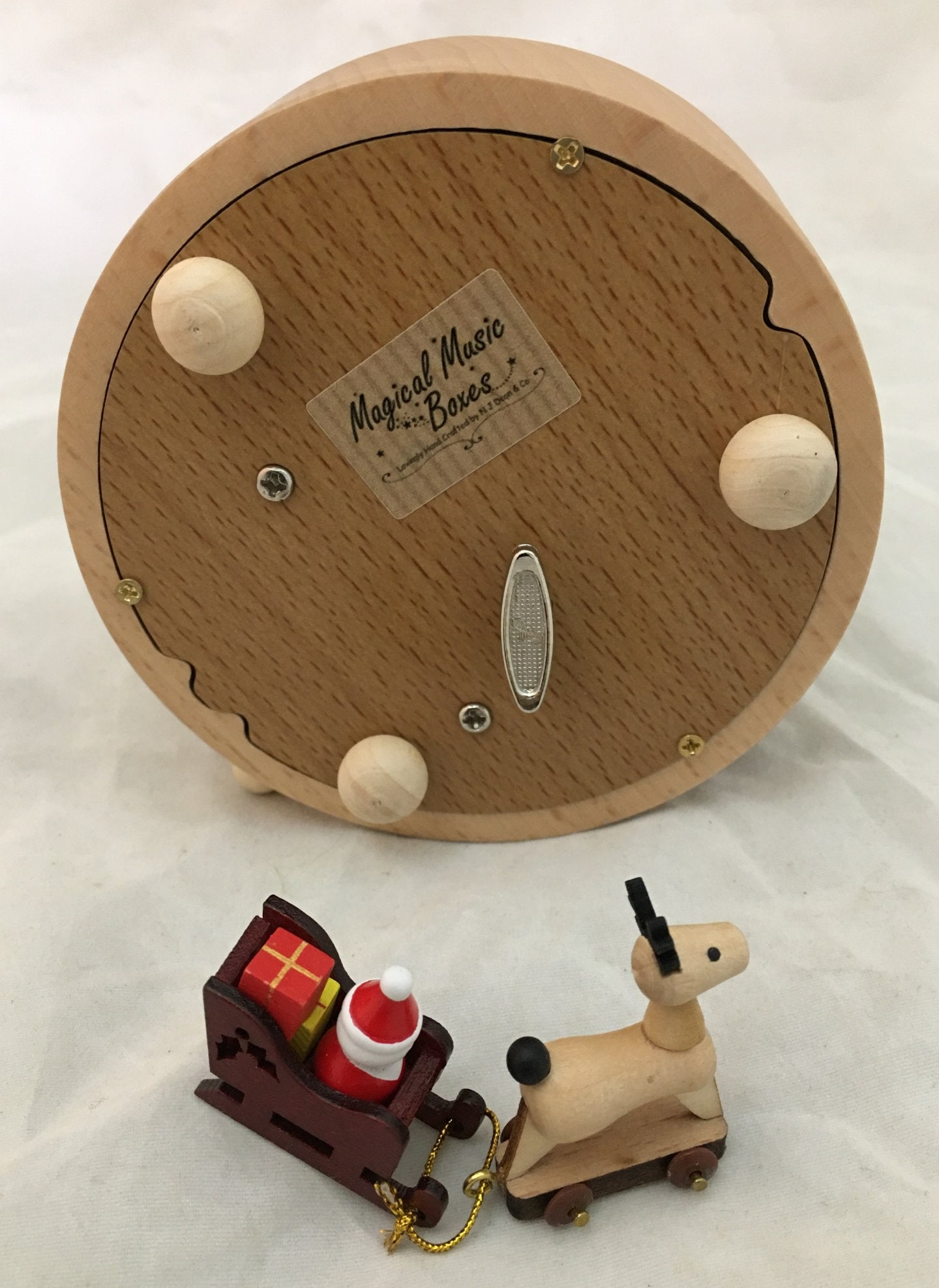 Wooden Christmas Music Box, Santa's Sleigh Christmas Music Box Plays We ...
