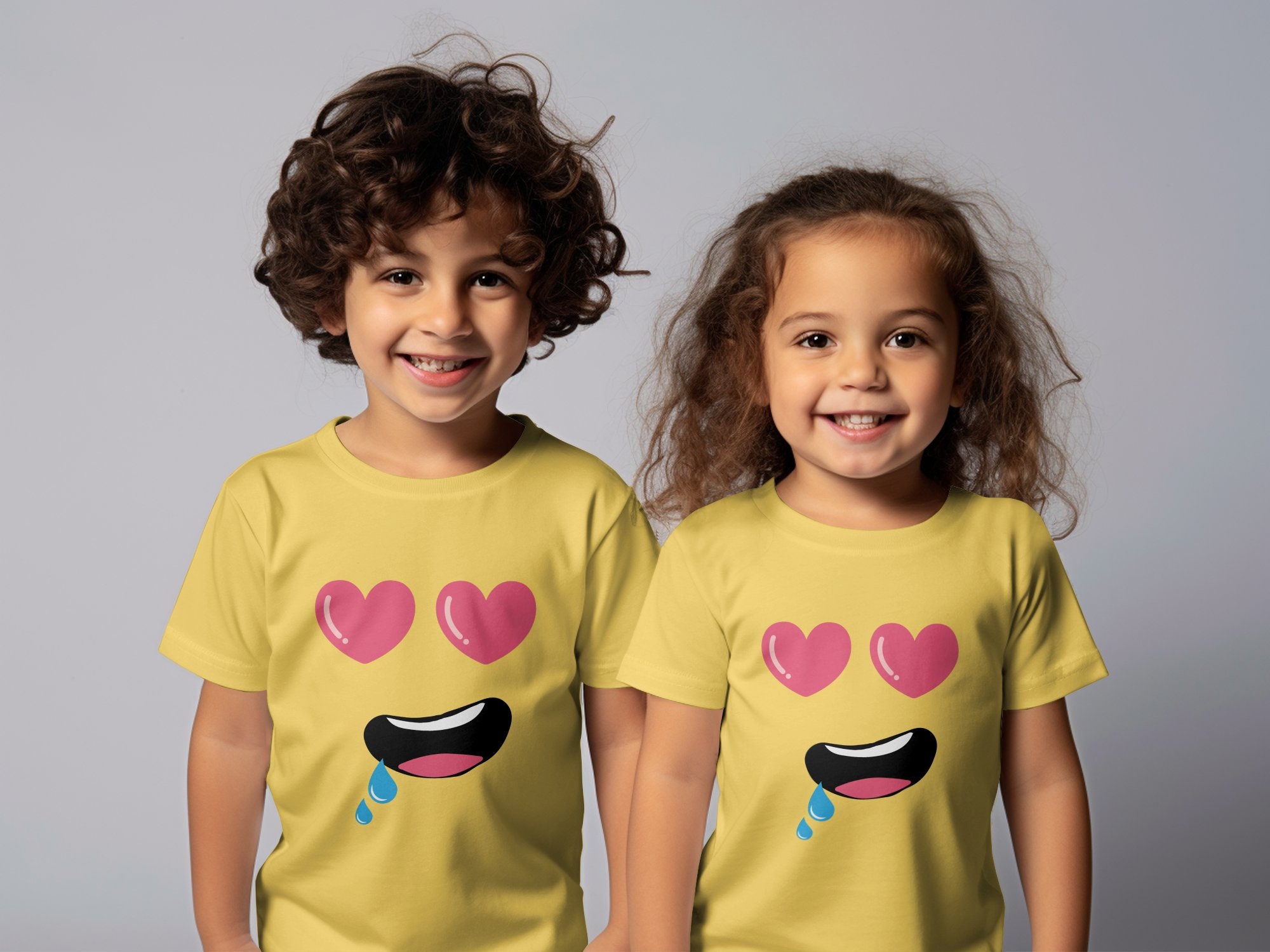 Heart Eyes Googley Emoji Smiley Face Kid's Shirt , Awesome Yellow Kid's ...