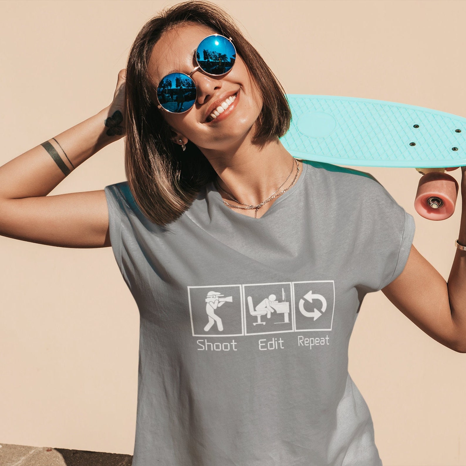 Funny Videographer Gift, Shoot Edit Repeat, Awesome Filmmaker Shirt ...