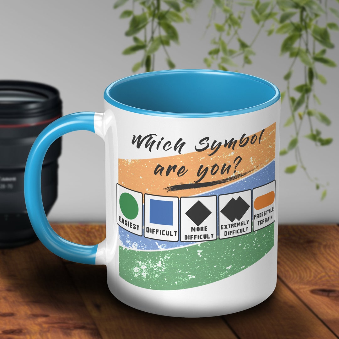 Ski Snowboard Coffee Mug, Ski Symbols Color Accent Mug, Gift for Skier ...
