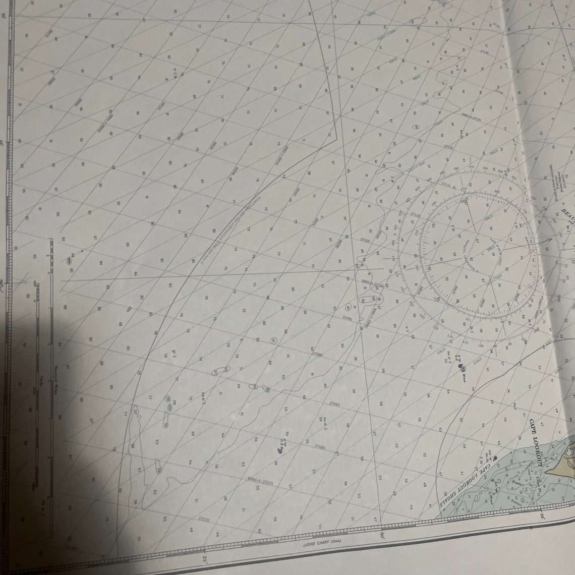 North Carolina Cape Lookout Nautical Chart Map Loran C Overprinted ...