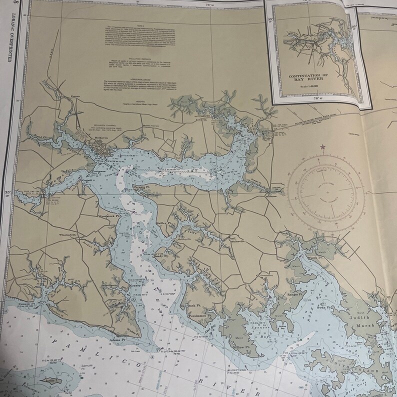 North Carolina Cape Lookout Nautical Chart Map Loran C Overprinted ...