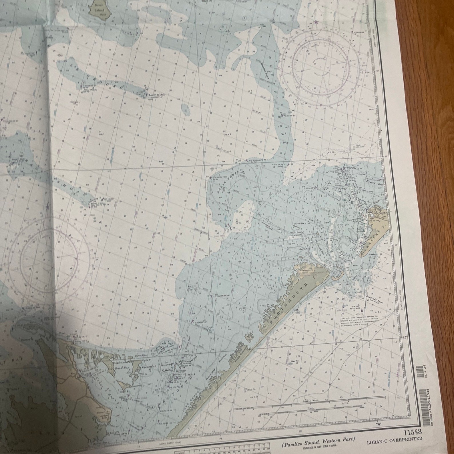 North Carolina Cape Lookout Nautical Chart Map Loran C Overprinted ...