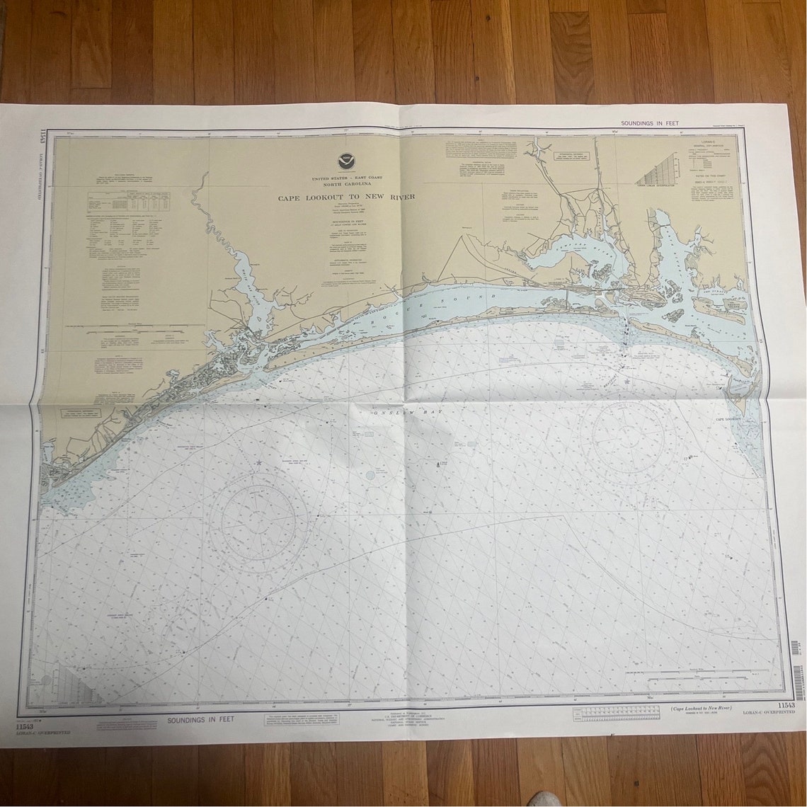 North Carolina Cape Lookout Nautical Chart Map Loran C Overprinted ...