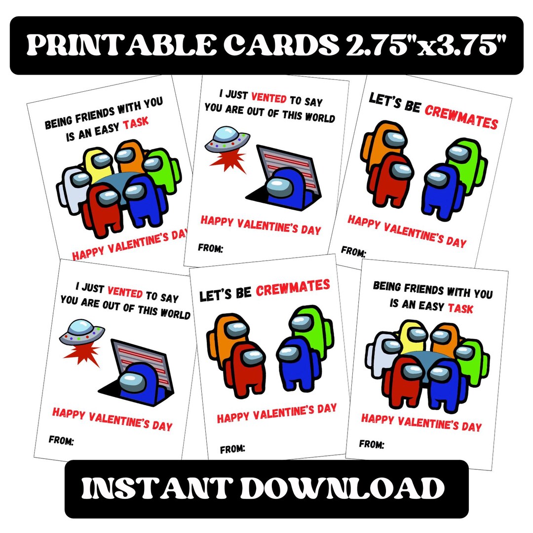 Among Us Valentine Cards, Tween Teen Sus Valentine Cards, Among Us ...