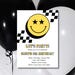 Smiley Face Editable Birthday Party Invitation Template, Checkered ...
