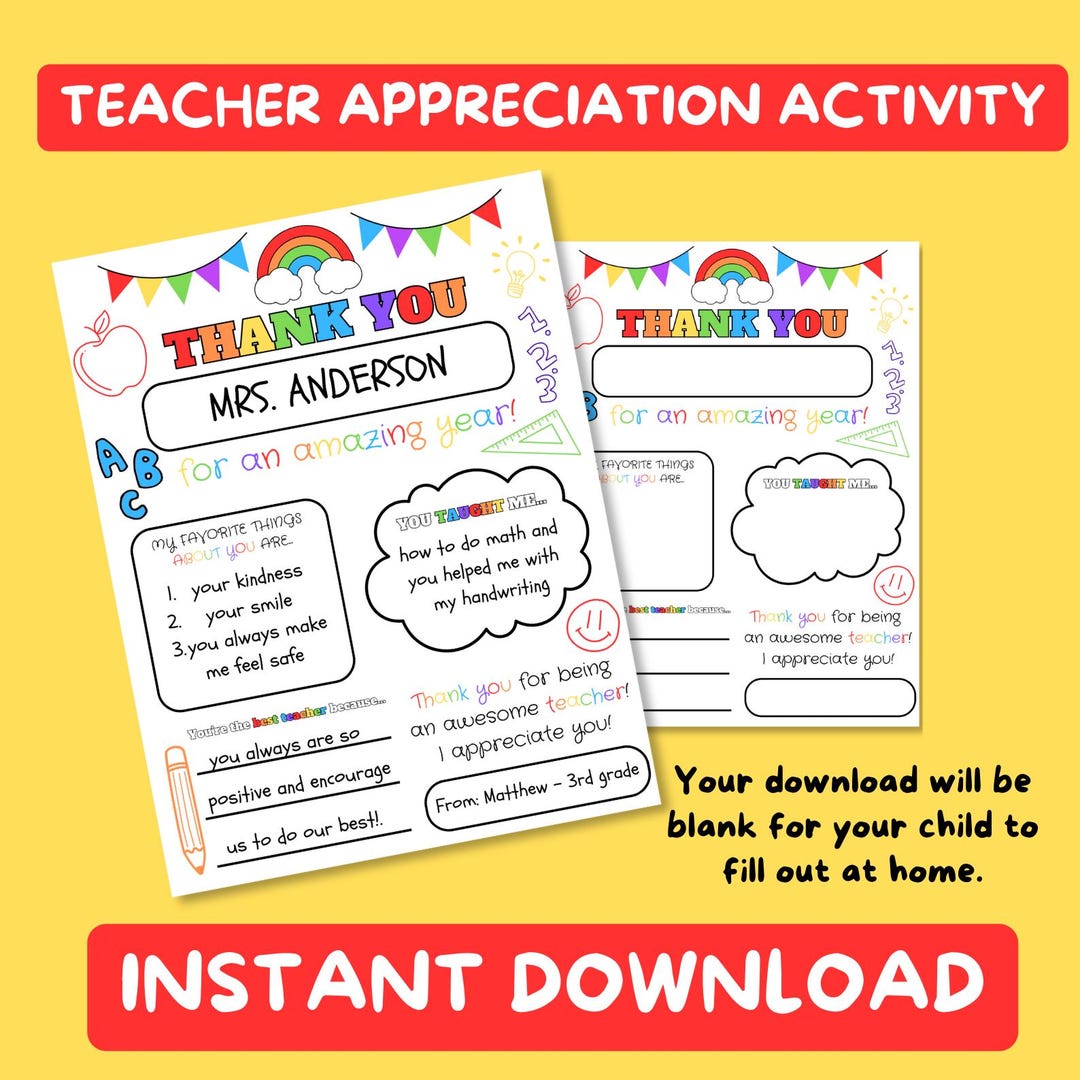 Teacher Appreciation Printable, Teacher Appreciation Week Gift, About ...