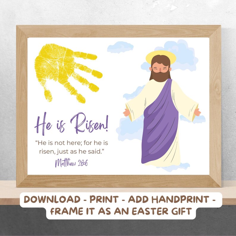 Jesus Easter Handprint Art, He is Risen Kids Sunday School Activity ...