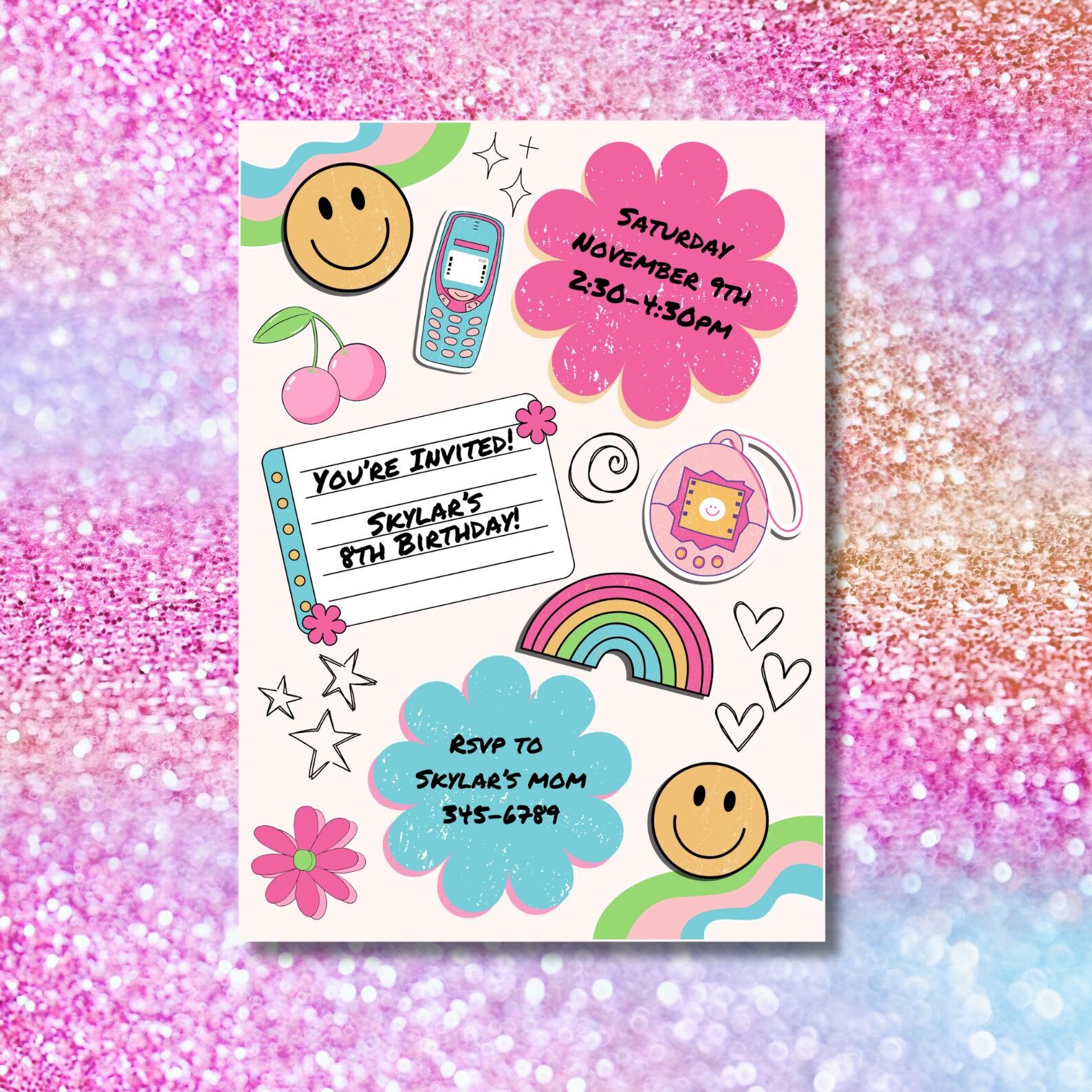 Teen Girl Birthday Invite, Girls Birthday Editable Invitation Template ...