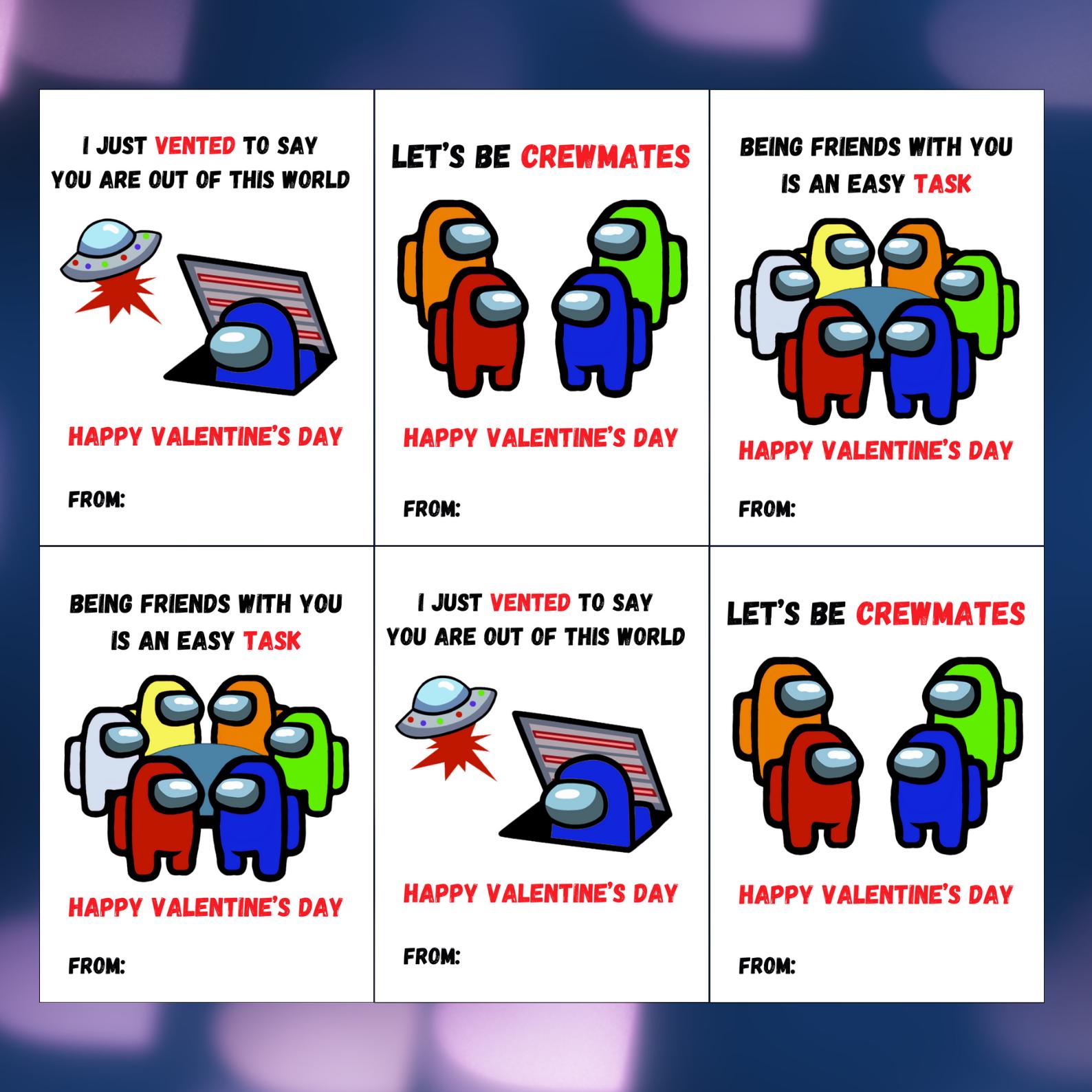 Among Us Valentine Cards, Tween Teen Sus Valentine Cards, Among Us ...