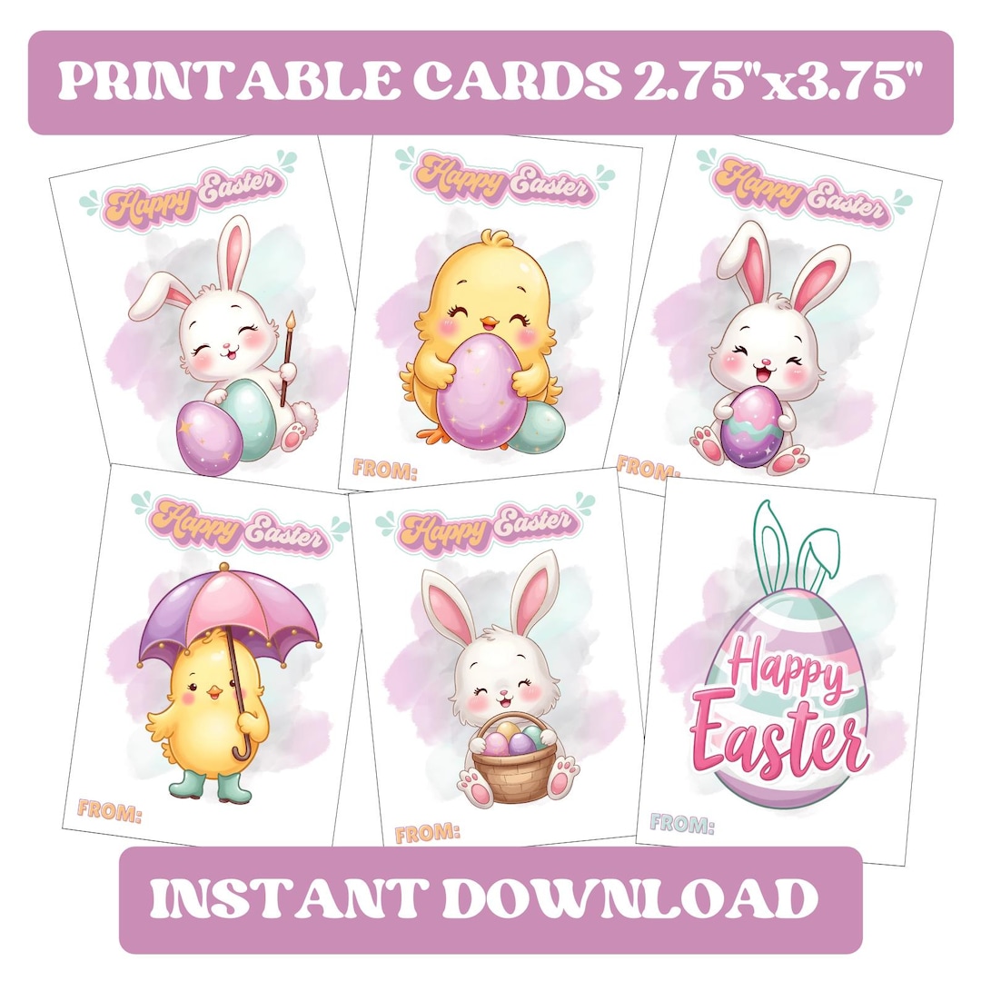 Easter Bunny Classroom Cards, Easter Treat Bag Tags, Pastel Easter ...