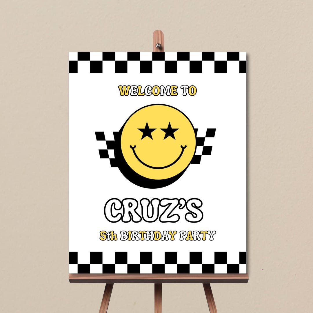 Editable Smiley Face Birthday Welcome Sign Smiley Welcome Sign ...