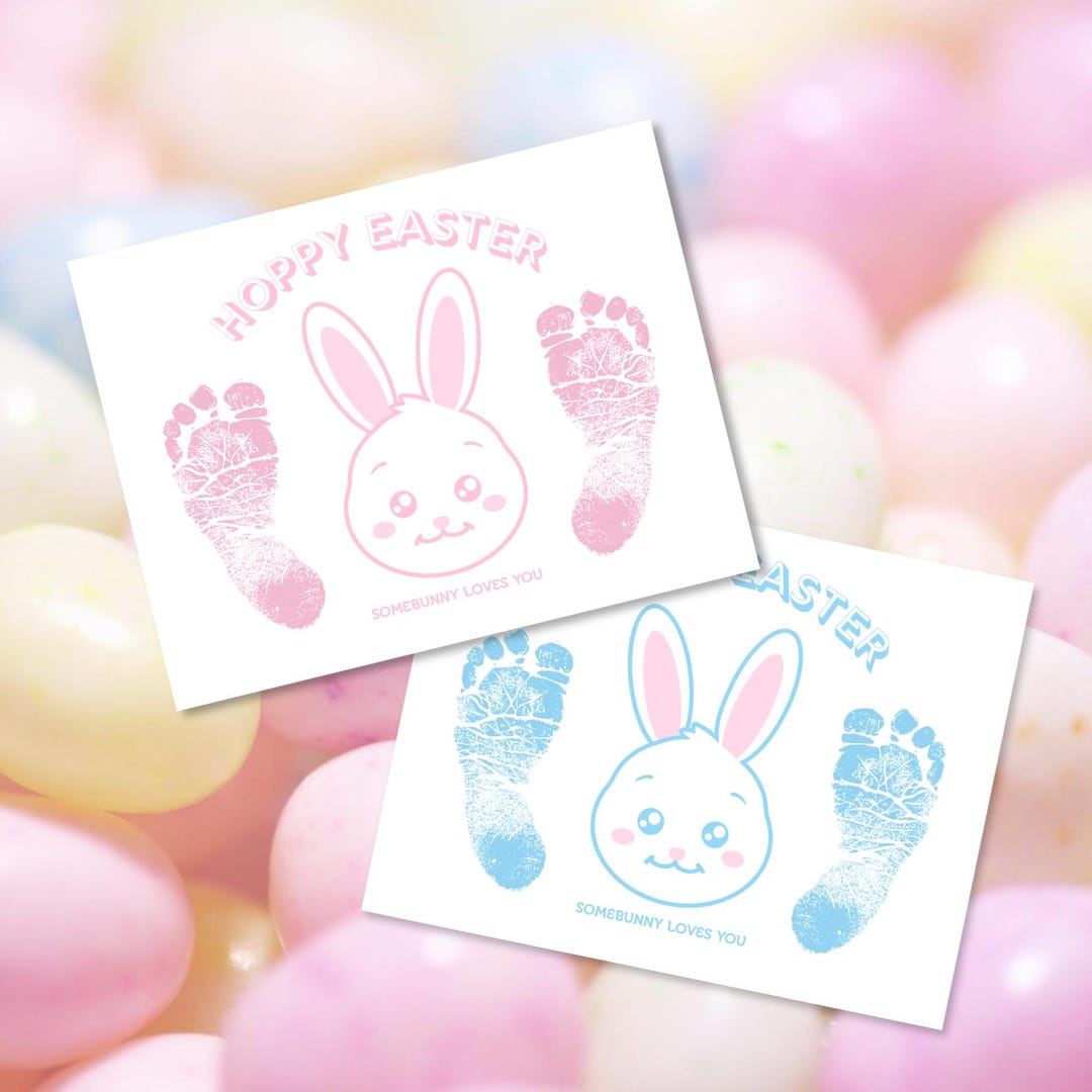 Easter Footprint Art, Somebunny Loves You Keepsake, Hoppy Easter ...