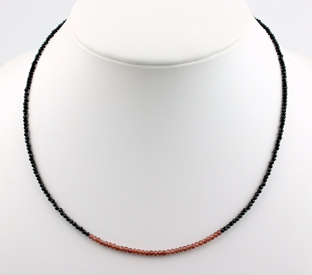 Beautiful Black Spinel and Garnet Chain Gemstone Black Wine Red Faceted ...