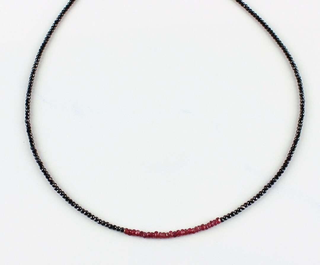 Black Spinel and Ruby Chain Gem Chain Facetted Red Women's Collier ...