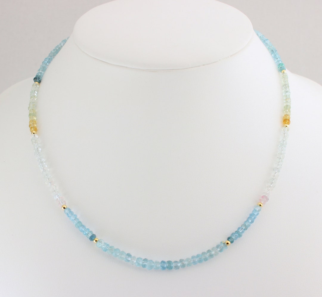 Beryl Necklace Faceted Rondelle Necklace Aquamarine, Morganite ...