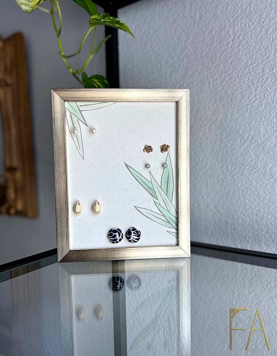 Stud Holder|earring Holder|framed Wall Paper|pin Holder|wood Jewelry ...