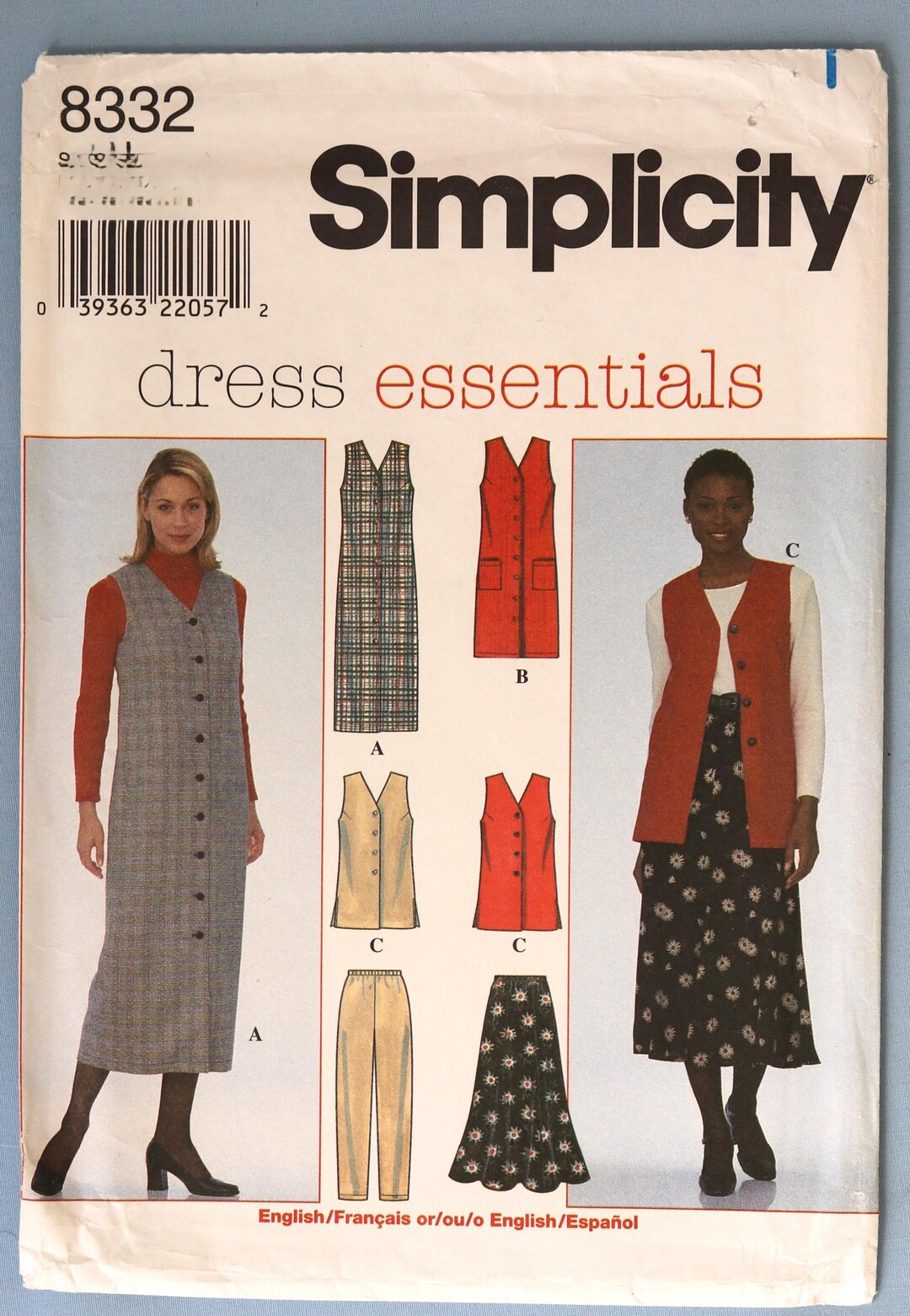 Simplicity 8332. Jumper, Vest, Skirt and Pants Pattern. Straight Jumper ...