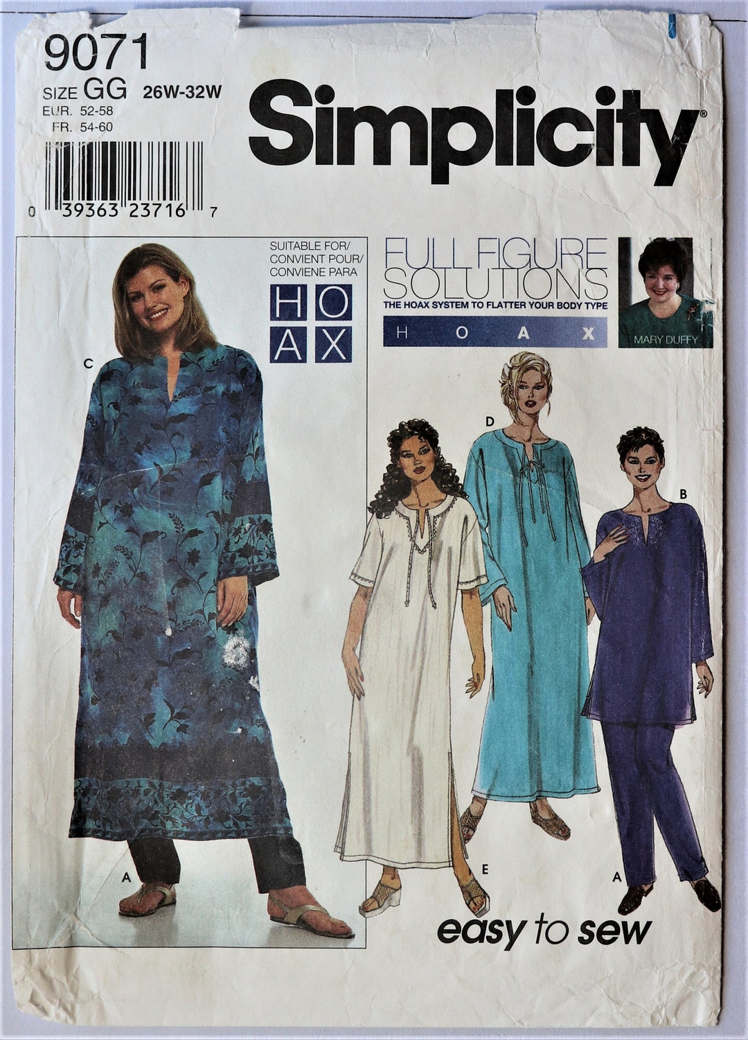 Simplicity 9071. Women's Caftan Pattern. Womens Tunic and Pants Pattern ...