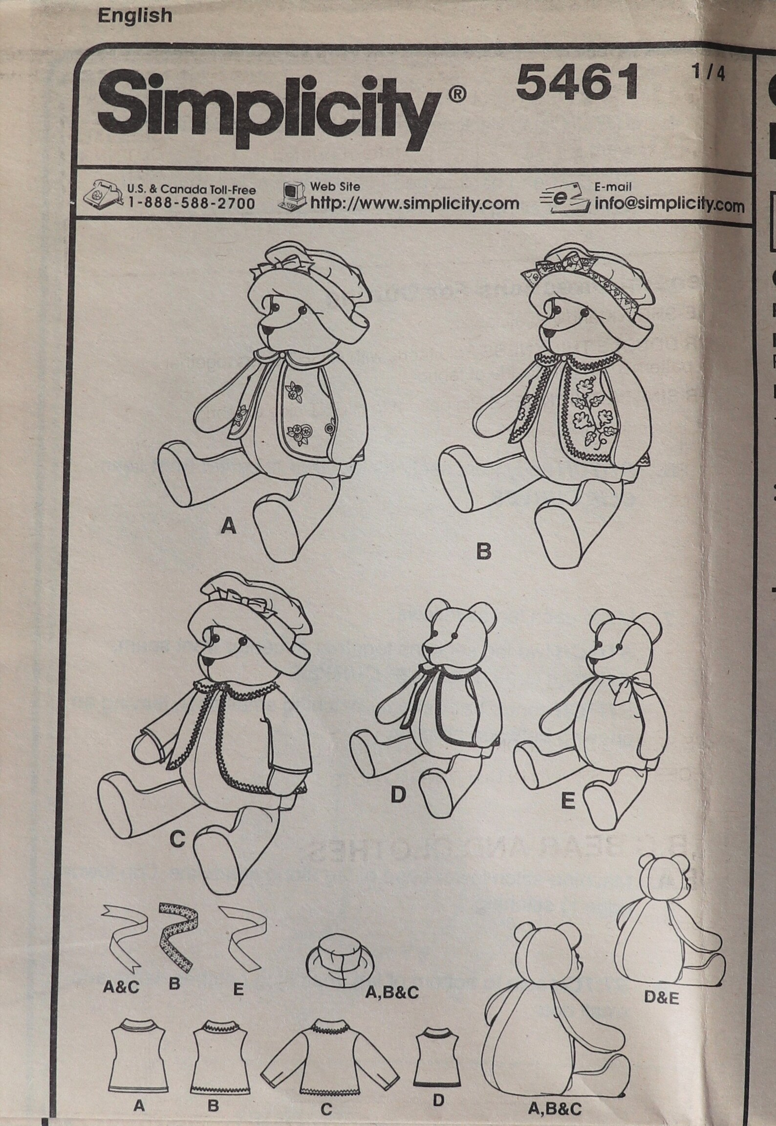 Simplicity 5461. Stuffed Bears Pattern. Elaine Heigl Teddy - Etsy