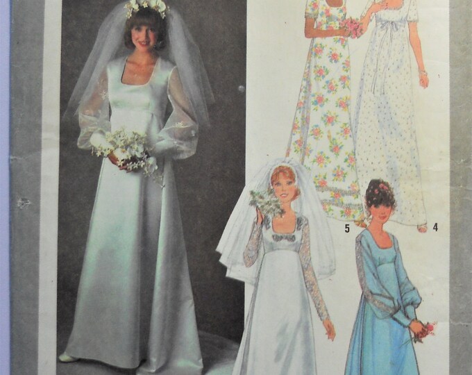 Simplicity 8392. Vintage Wedding Dress Pattern. Empire Waist Bridal ...