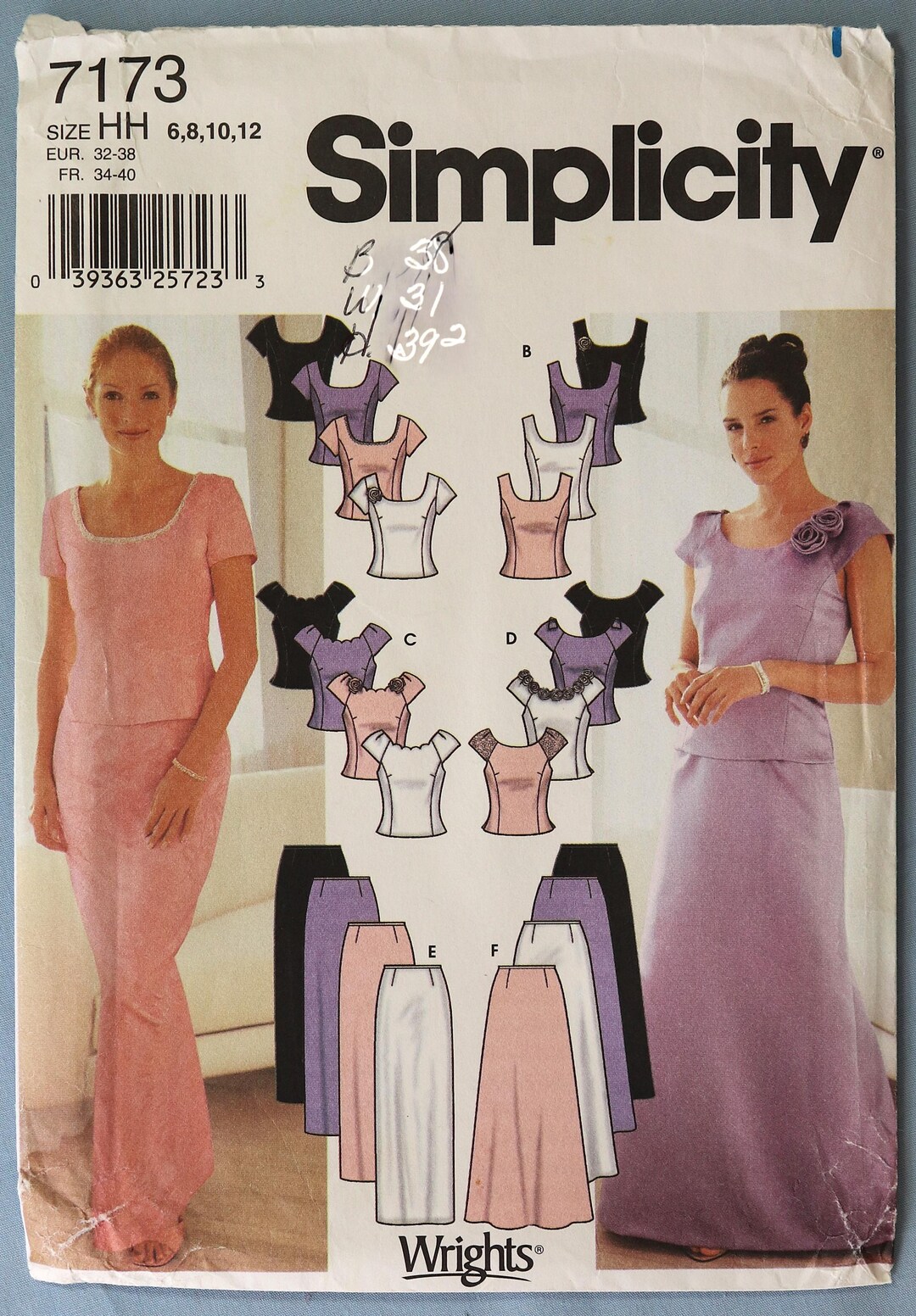 Simplicity 7173. Evening Slim and Flared Skirts and Lined Tops Pattern ...