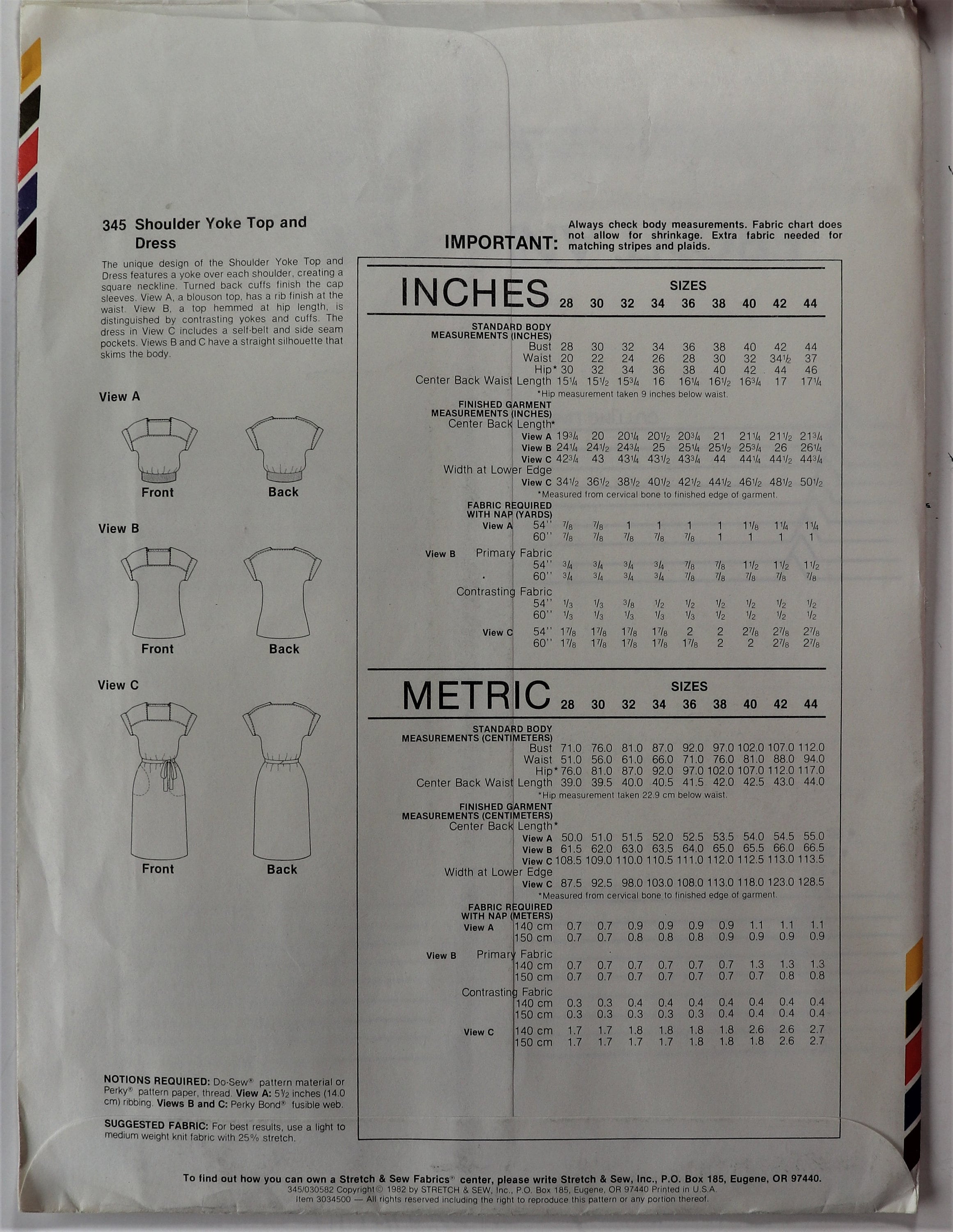 Sewing & Needlecraft Shoulder Yoke Top and Dress pattern Vintage 1982 ...