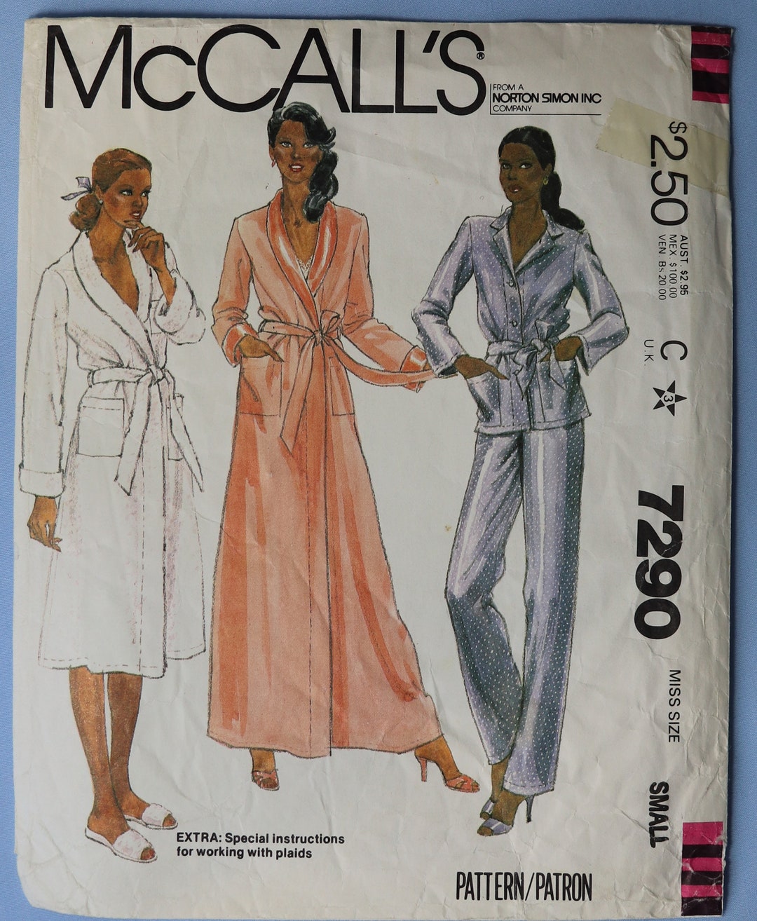 Mccall's 7290. Misses Robe and Pajamas Pattern. Vintage 1980 Shawl ...