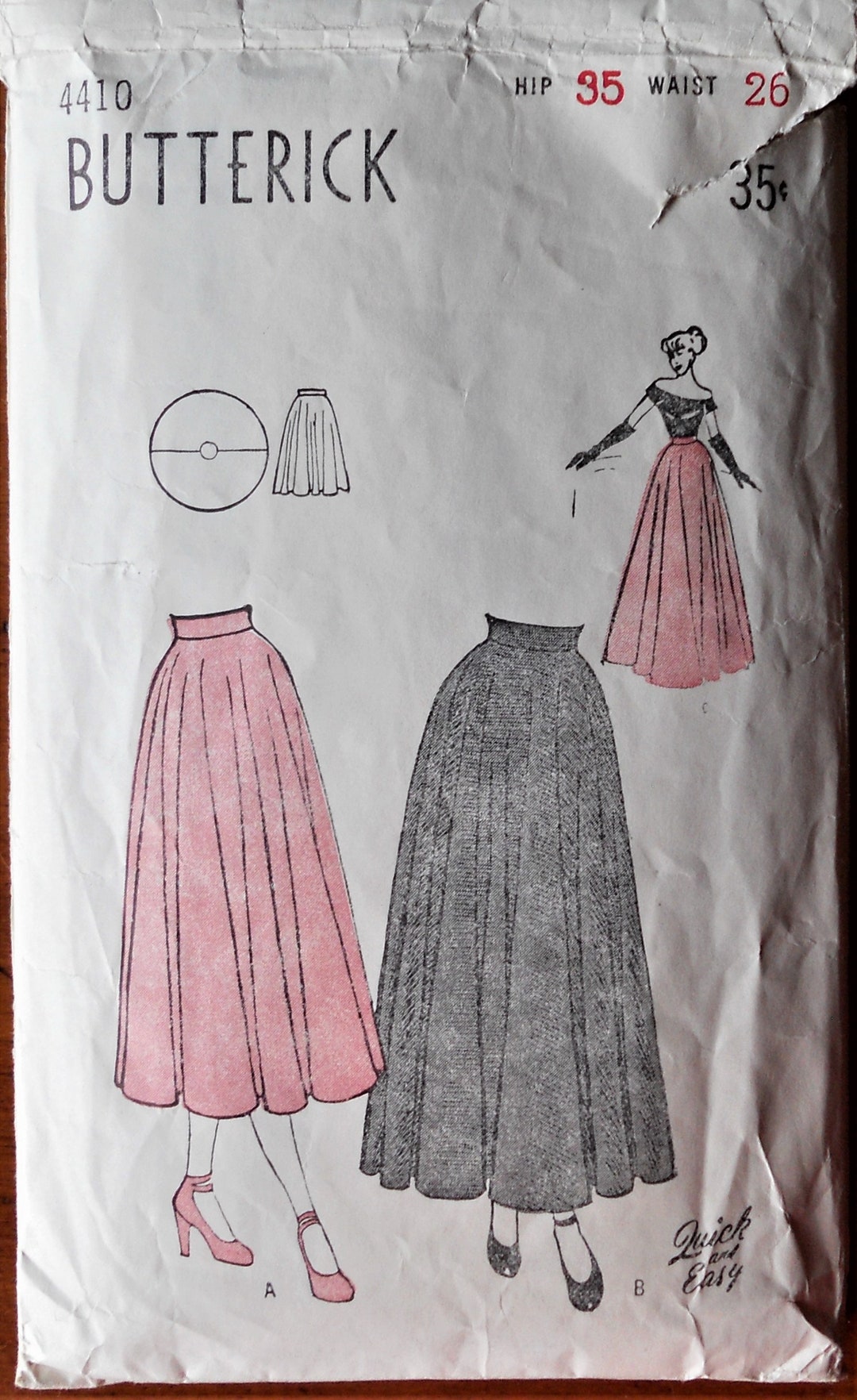 Butterick 4410. Vintage 1940's Circle Skirt Pattern. Misses Full Circle ...