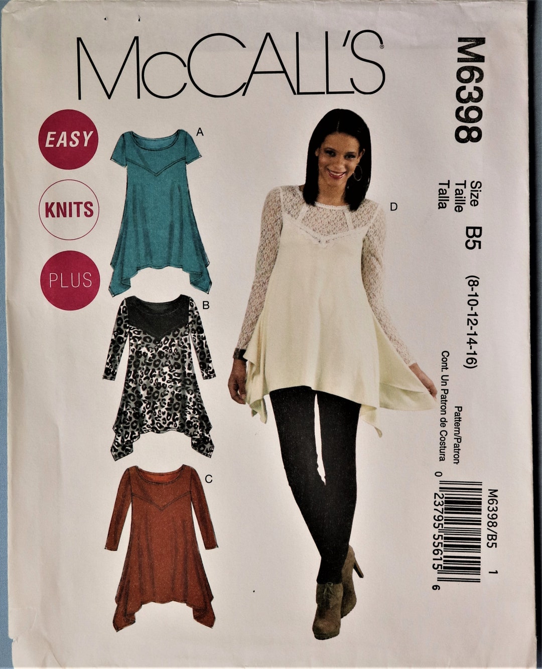 Mccall's 6398. Misses Tunics Pattern. Loose Fit Knit Tunic Pattern ...