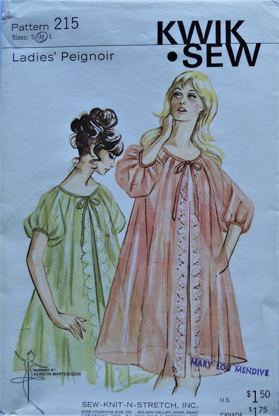 Kwik Sew 215. Misses Peignoir Pattern. Sheer Nylon Ladies Peignoir ...