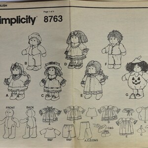 Simplicity 8763. Doll Patterns. Vintage 1993 Fabric Dolls and Doll ...