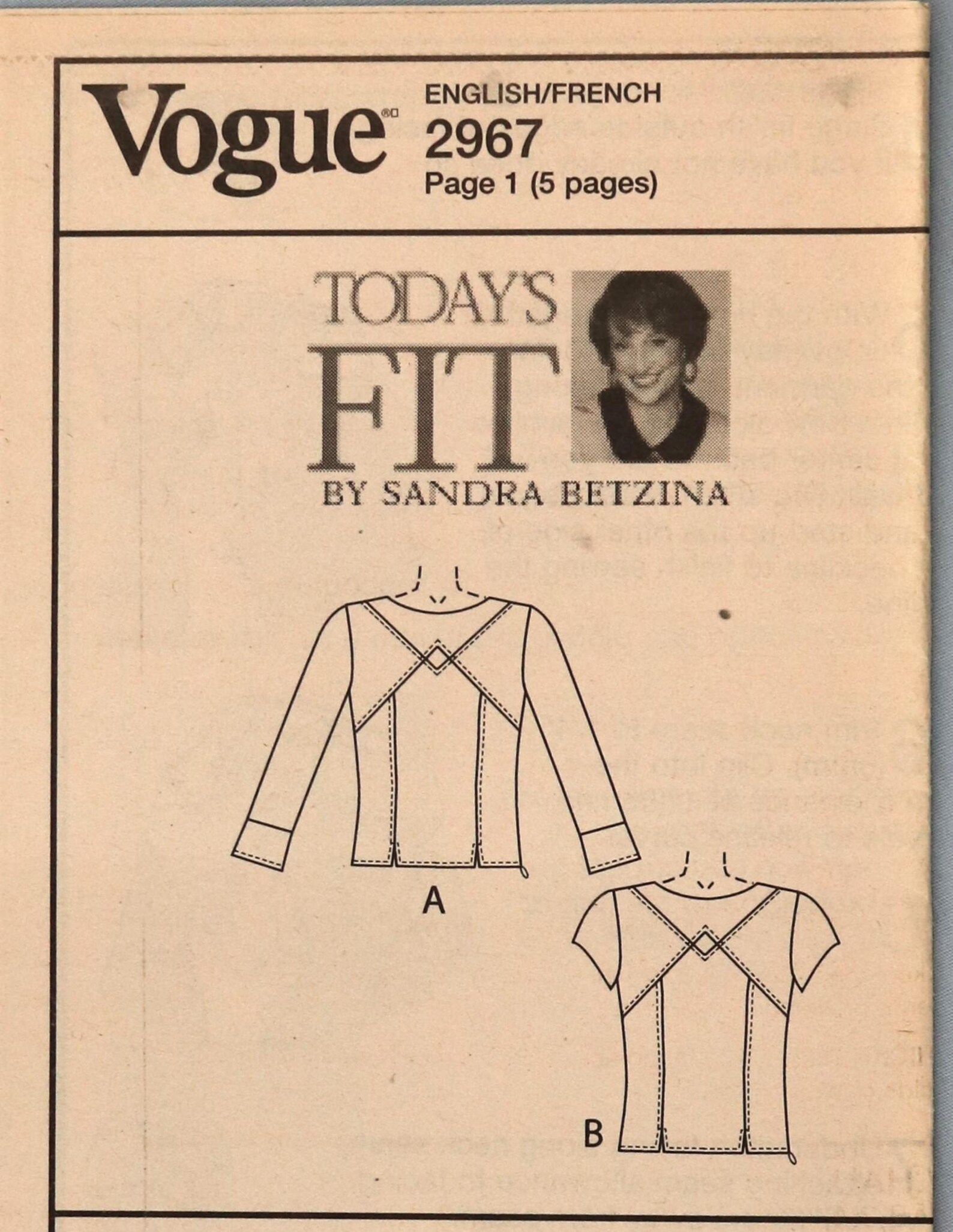 Vogue 2967. Sandra Betzina Tops Pattern. Fitted Top With Seam Details ...