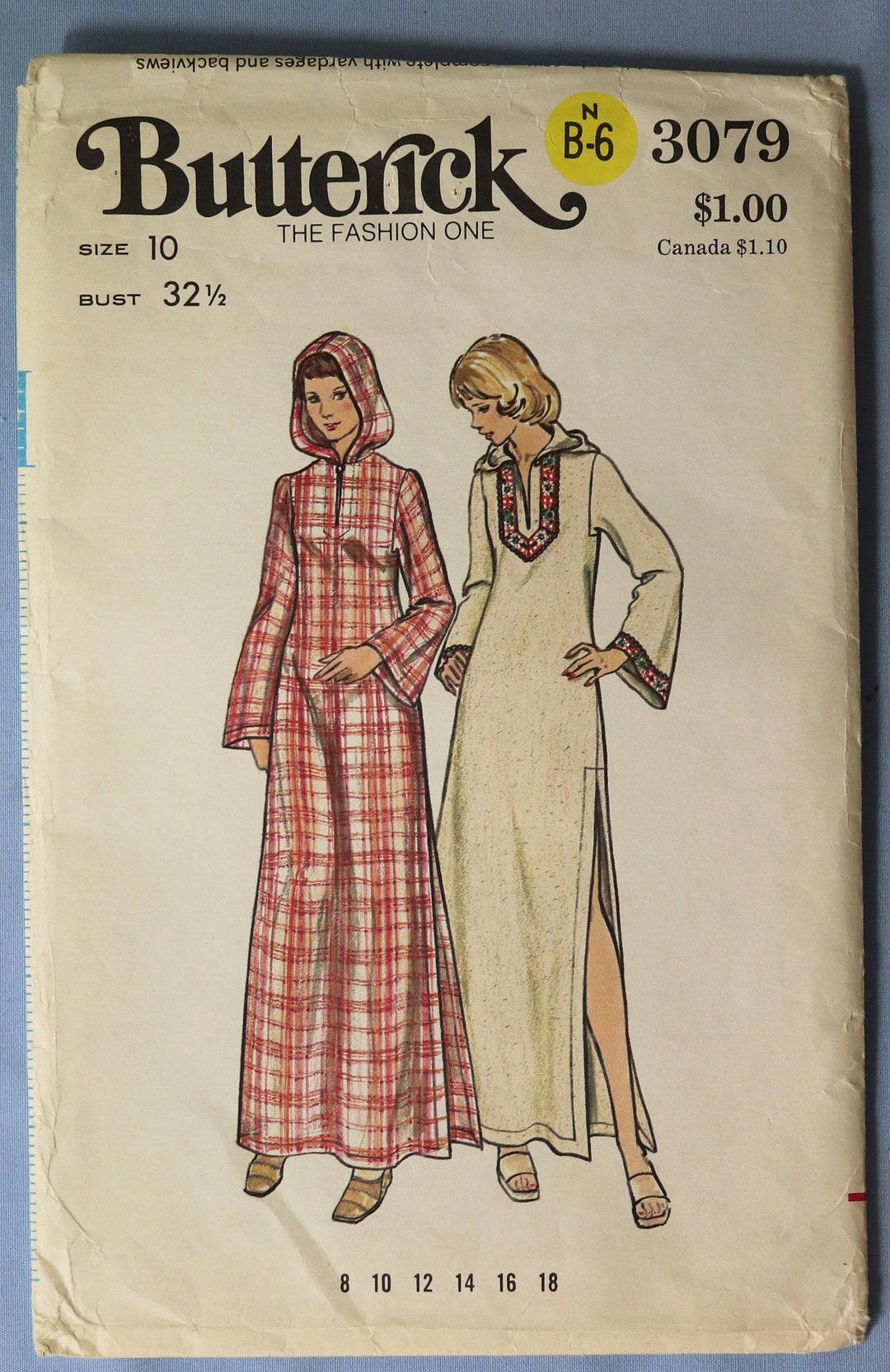 Butterick 3079. Misses Caftan Pattern. Vintage 1970's Caftan Pattern ...