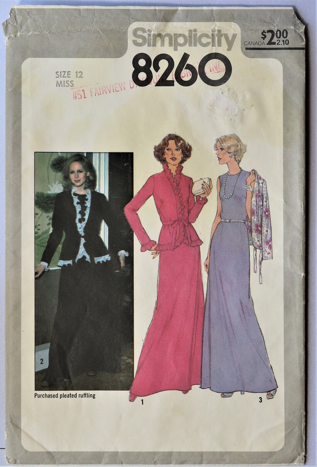 Simplicity 8260. Misses Evening Gown and Jacket Pattern. Vintage 1977 ...