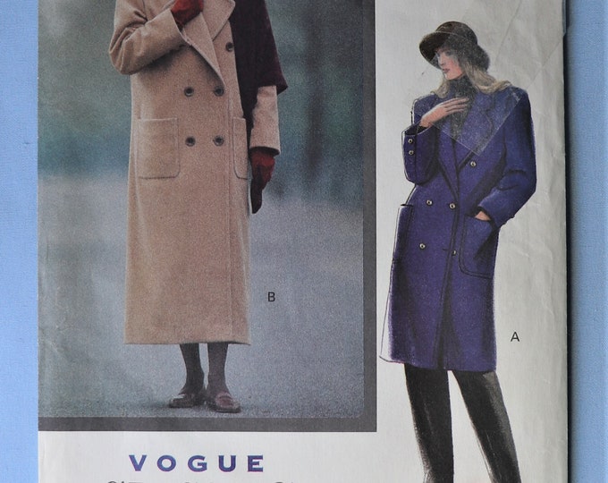 Vogue 7596. Women's Coat Pattern. Loose Fitting Lined Double Breasted ...