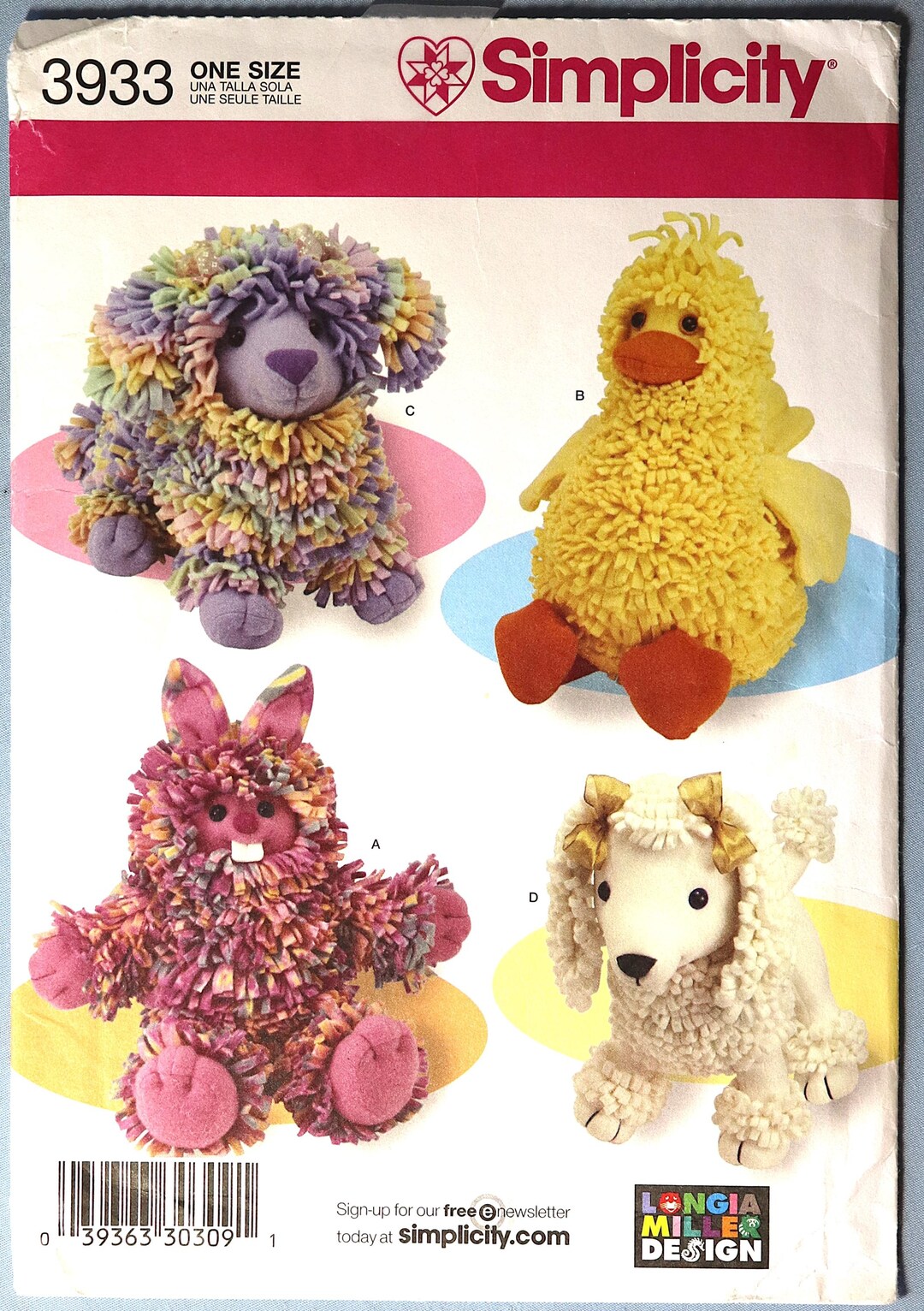 Simplicity 3933. Stuffed Animals Pattern. Loopy Animals Pattern ...
