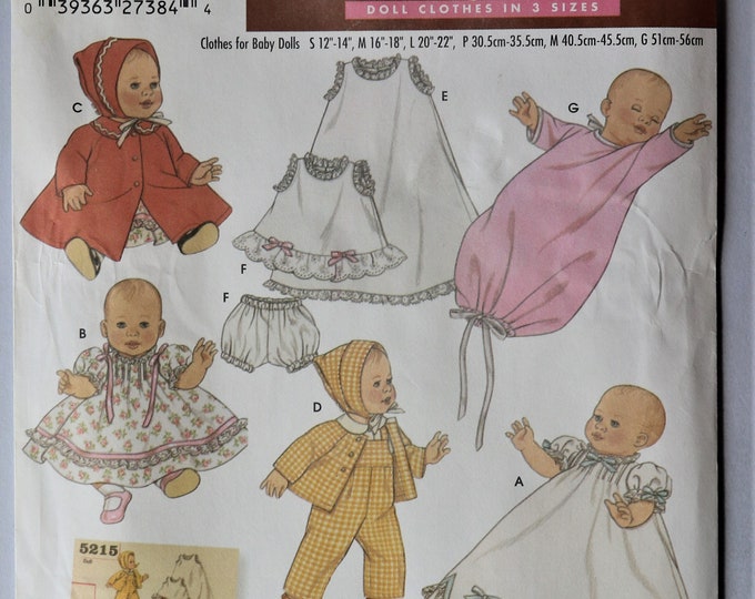 Simplicity 5215. Baby Doll Clothes Pattern. Retro 1650's Baby Doll ...